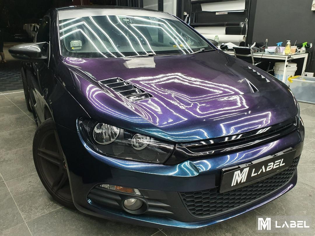 Volkswagen Scirocco Full Vinyl Wrap - PET Flake Phantom Blue, Car ...