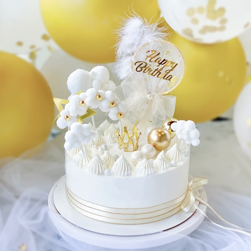 White Cake Toppers | Gold Cake Topper | Birthday Cake Toppers | Clouds ...