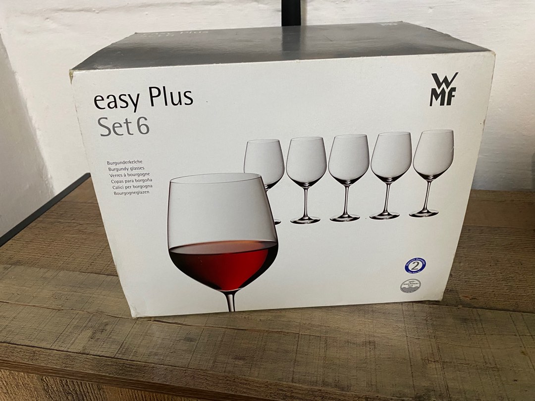 WMF Burgundy Wine Glasses x 6, Furniture & Home Living, Kitchenware ...