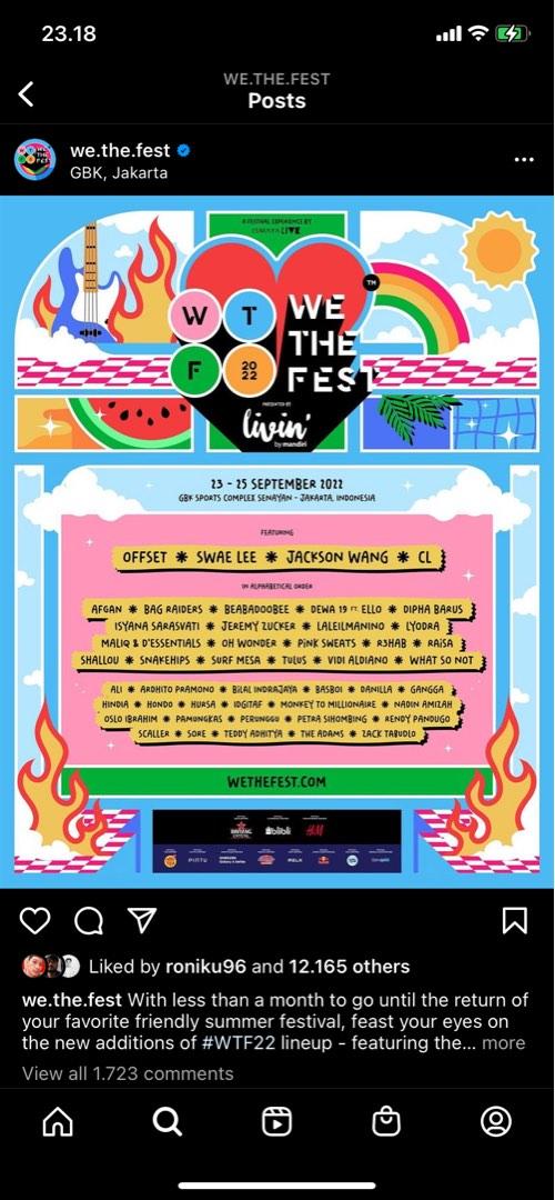 [JUAL RUGI] WTF (We The Fest) 2022 - 2 ticket 3 days pass early entry ...