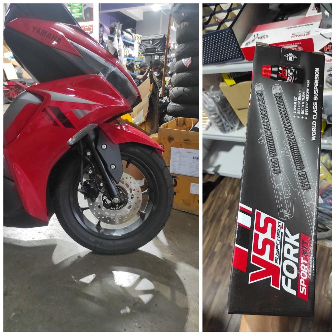 YSS 1.5INCH LOWERED FORK KIT ON AEROX V2, Motorcycles, Motorcycle ...