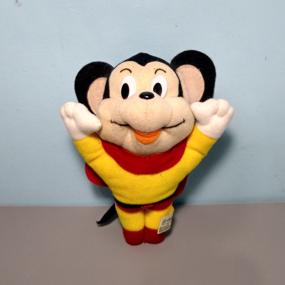15.5cm x 12cm small original vintage mighty mouse stuffed toy bag charm ...