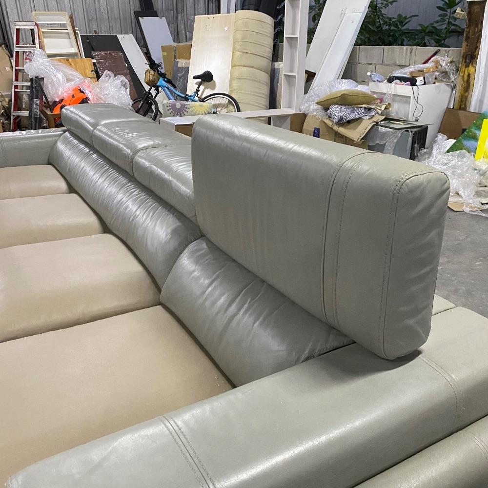 4 Seater L-Shape Leather Sofa Neutral Colour / Sofa Kulit Bentuk L 4 ...