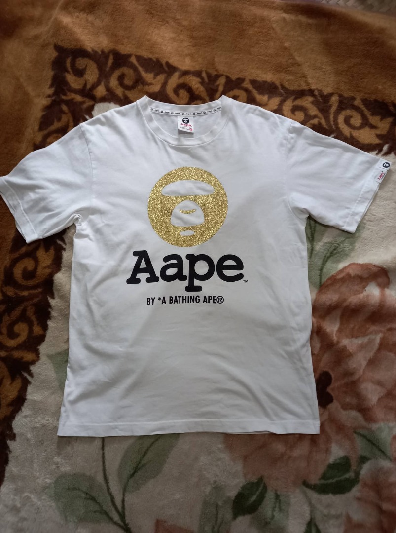 AAPE by* A BATHING APE White T-shirt, Men's Fashion, Tops & Sets, Tshirts & Polo Shirts on Carousell