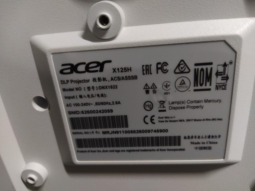 Acer X125H projector, TV & Home Appliances, TV & Entertainment ...