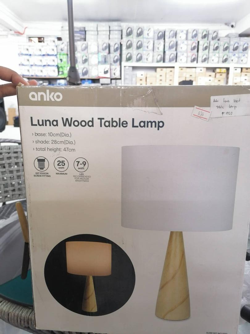 Anko Luna Wood Table Lamp, Furniture & Home Living, Lighting & Fans ...