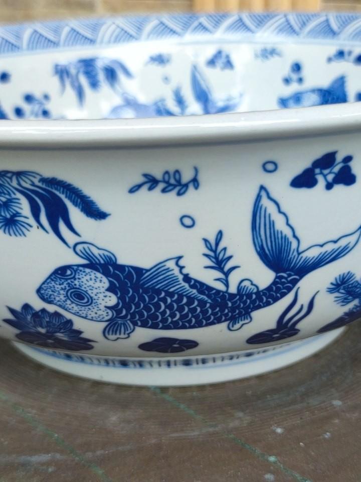 Antique Chinese Ming Blue and White Gold Fish Porcelain Bowl Mark ...