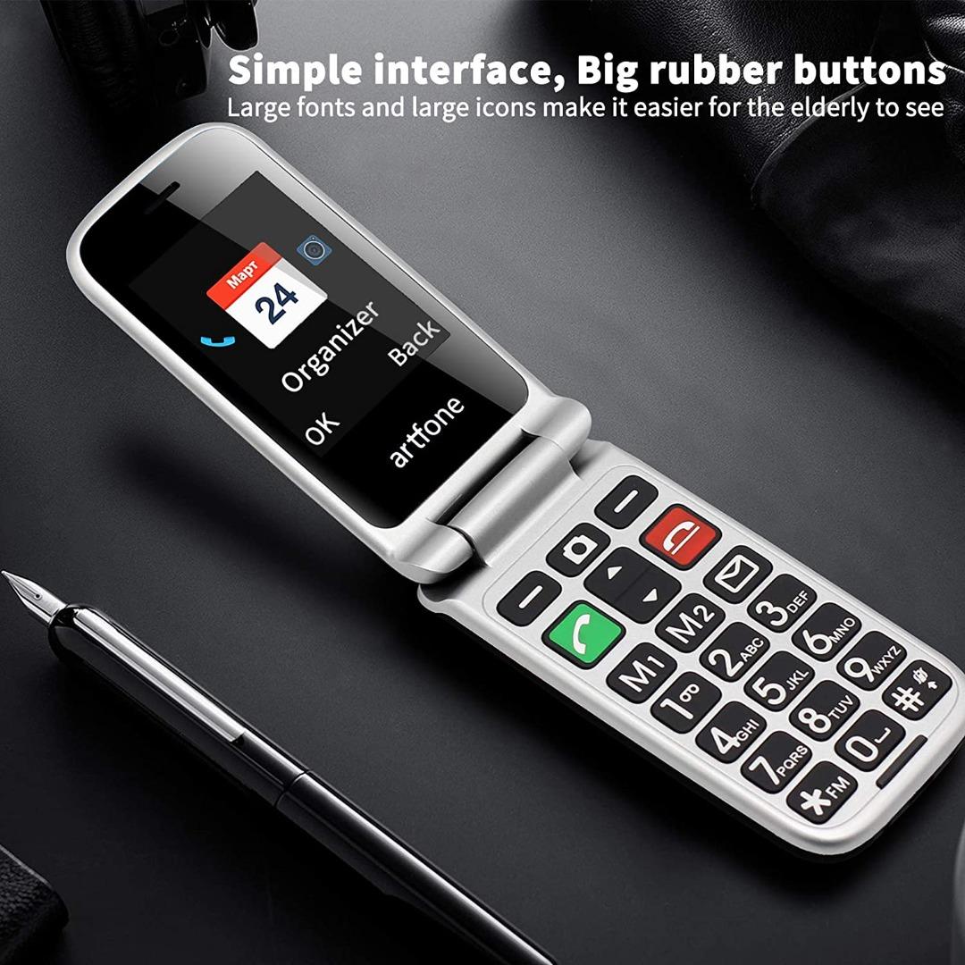 artfone CF241 Senior Flip Mobile Phone Unlocked, Big Button Mobile Phone for Elderly with Dual ...
