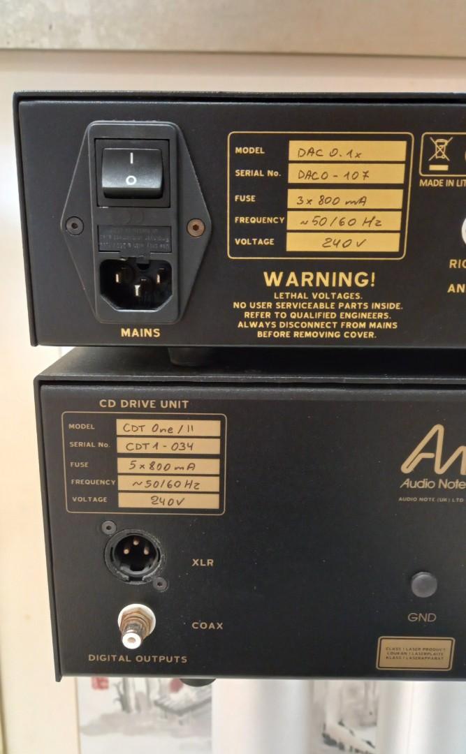 Audio Note CDT One/II CD Transport + Audio Note DAC 0.1X...Gd Cond ...