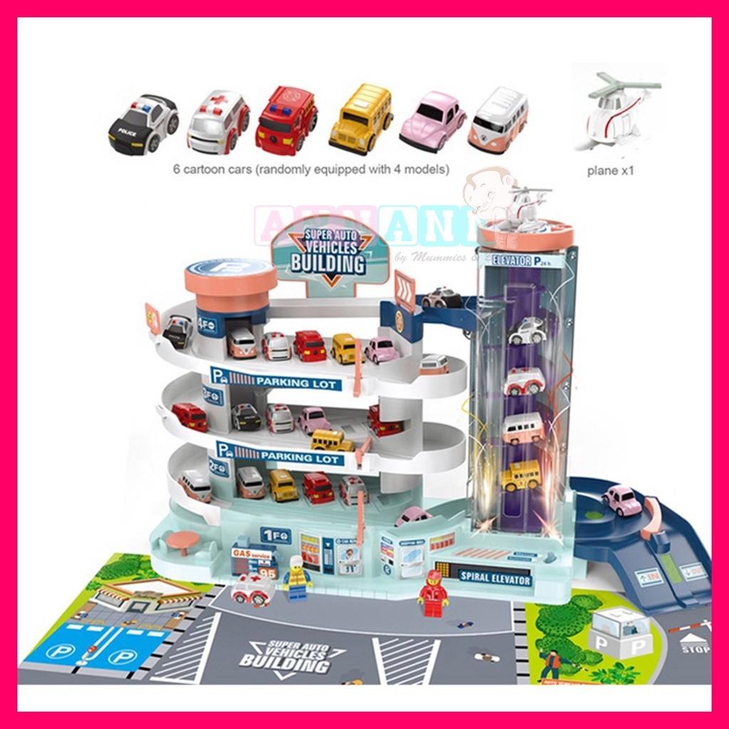 Automated Multi Storey Carpark Toy Car Racing Helicopter Track Garage ...