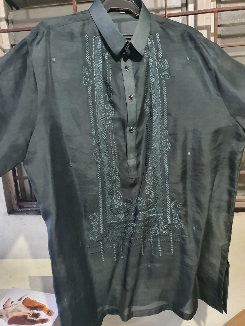 Black Barong formal attire, Men's Fashion, Tops & Sets, Formal Shirts ...
