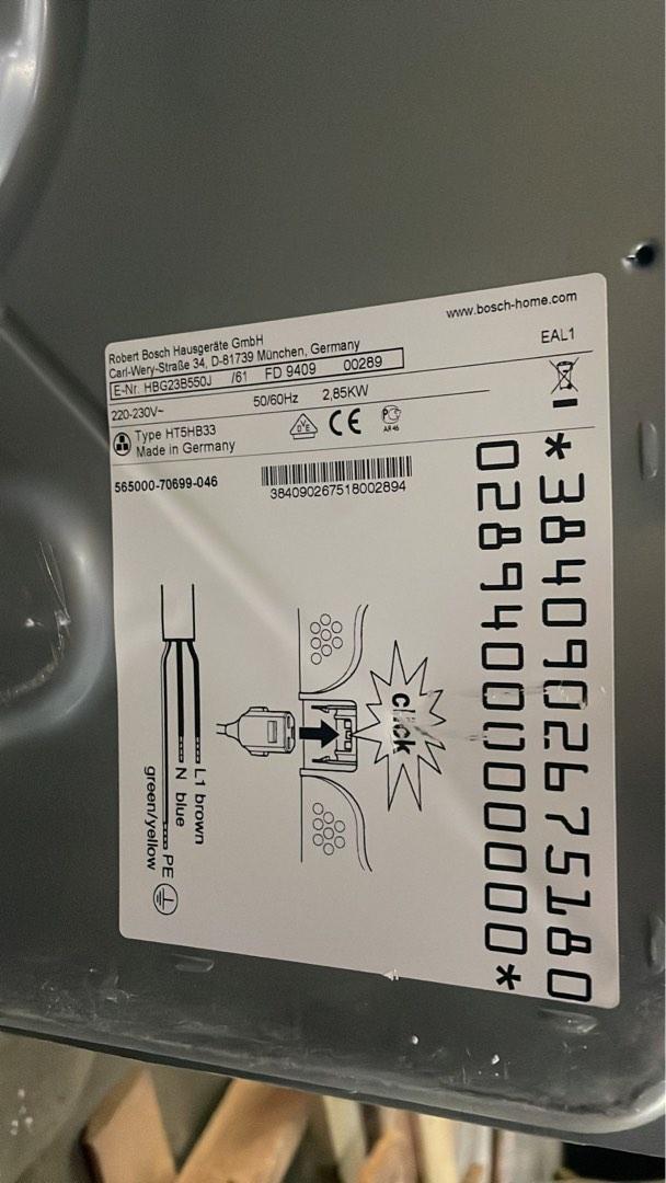 BOSCH Built in Oven HBG23B550J Type: HT5HB33, TV & Home Appliances ...