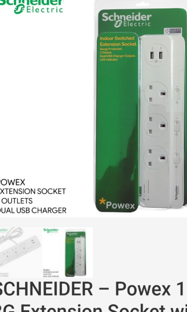 Brand new 3G extension socket with surge protection, LED and 2 USB ...