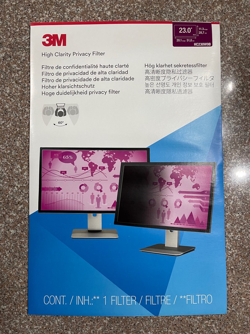 Brand new 3M High Clarity Privacy Filter for 23” inch monitor HC230W9B ...