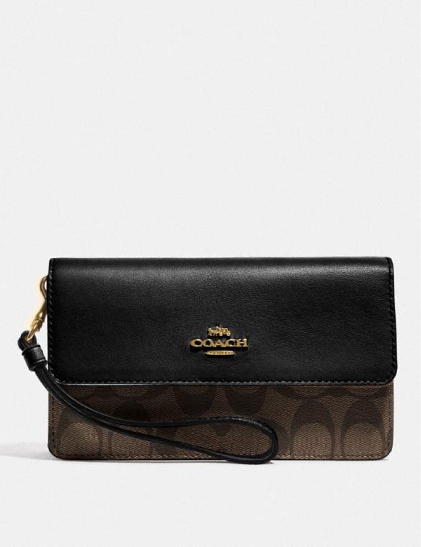 Coach Foldover Wristlet In Signature Canvas, Women's Fashion, Bags ...