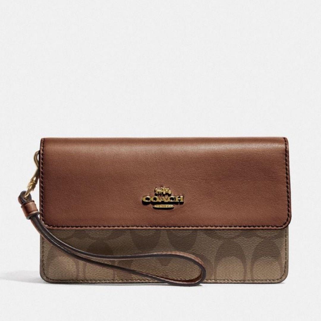 Coach Foldover Wristlet In Signature Canvas, Women's Fashion, Bags ...