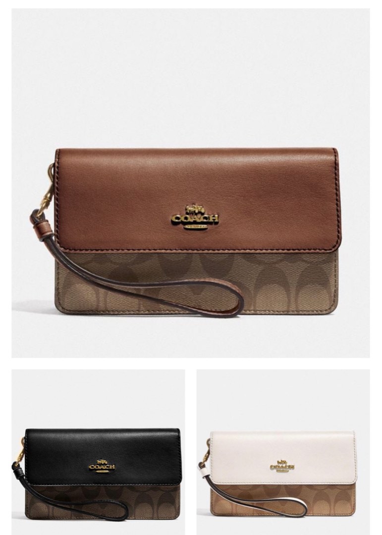 Coach Foldover Wristlet In Signature Canvas, Women's Fashion, Bags ...