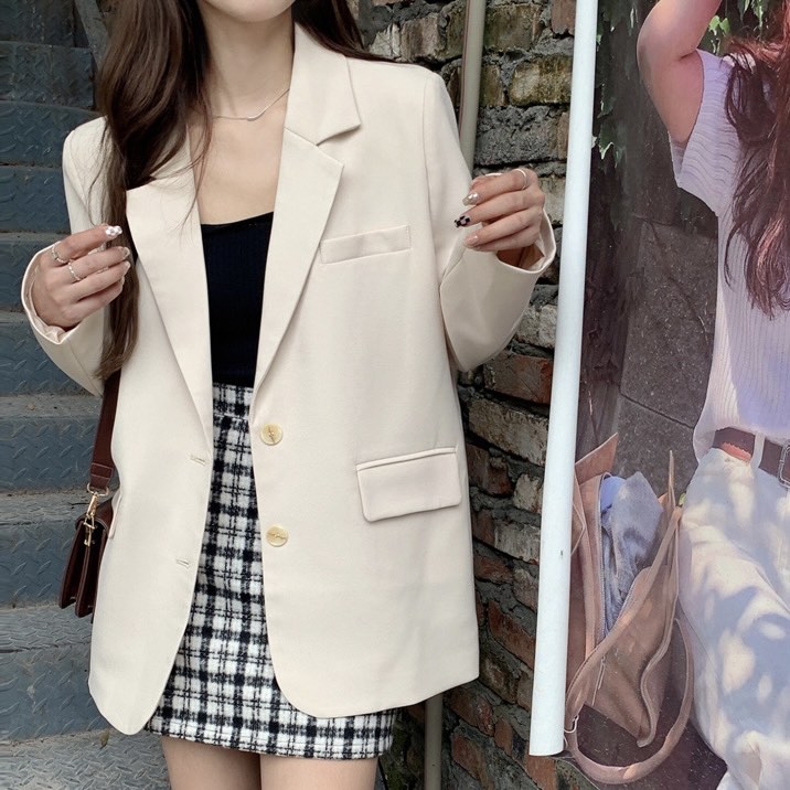 Cream Suit Jacket Coat Outerwear, Women's Fashion, Coats, Jackets and ...