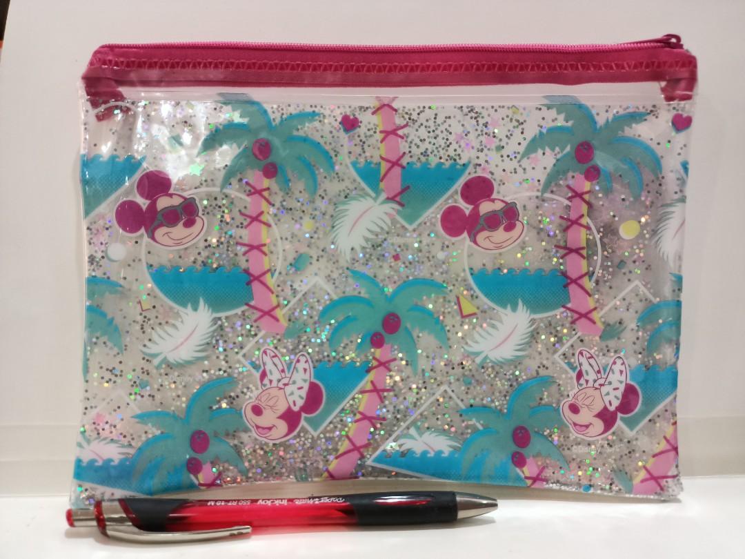 Disney License Mickey Minnie Mouse Sparkle Flat Pouch, Women's Fashion ...