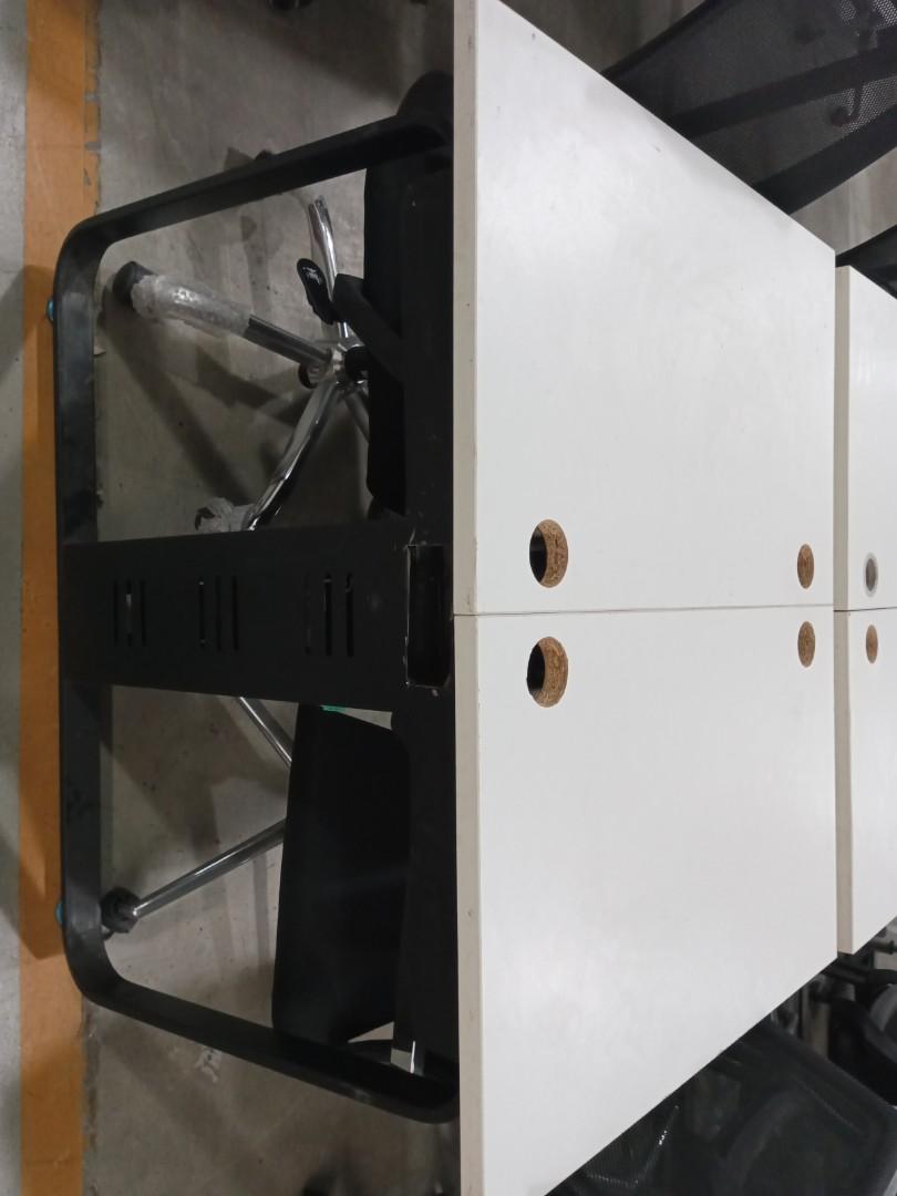 double sided table laminated top w/ socket as-is steel base, Furniture ...