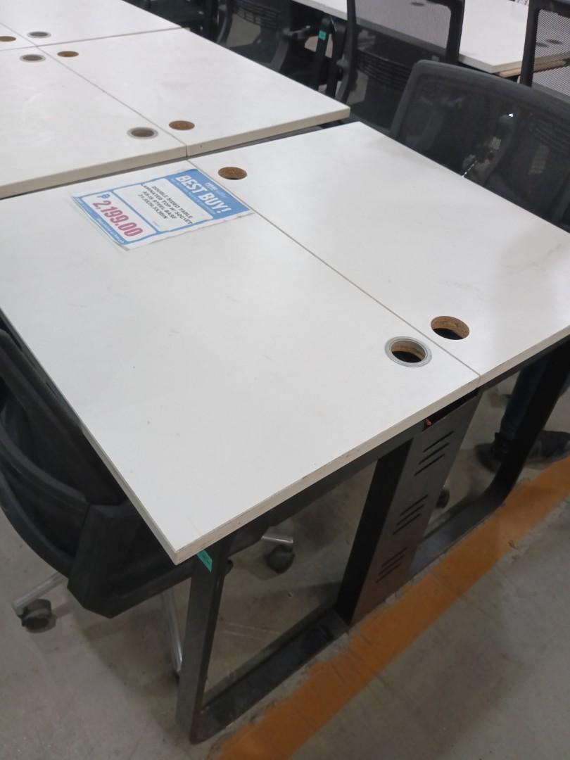 double sided table laminated top w/ socket as-is steel base, Furniture ...