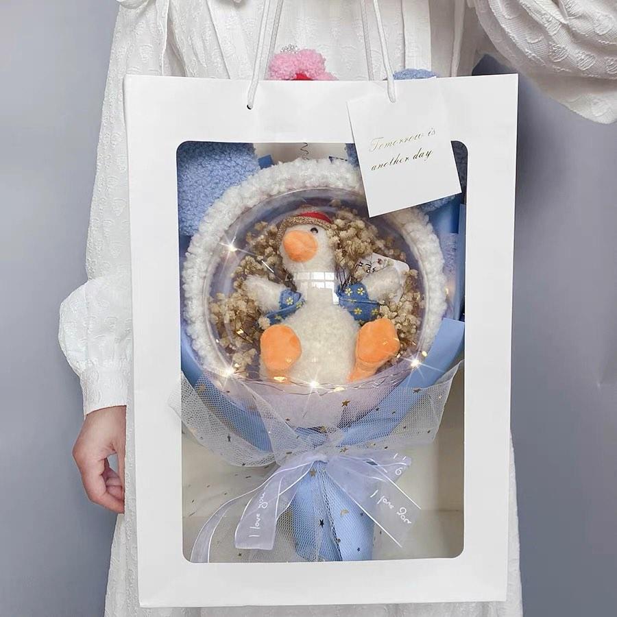 Duck Plushie Flower Bouquet with dried baby’s breath, Hobbies & Toys ...
