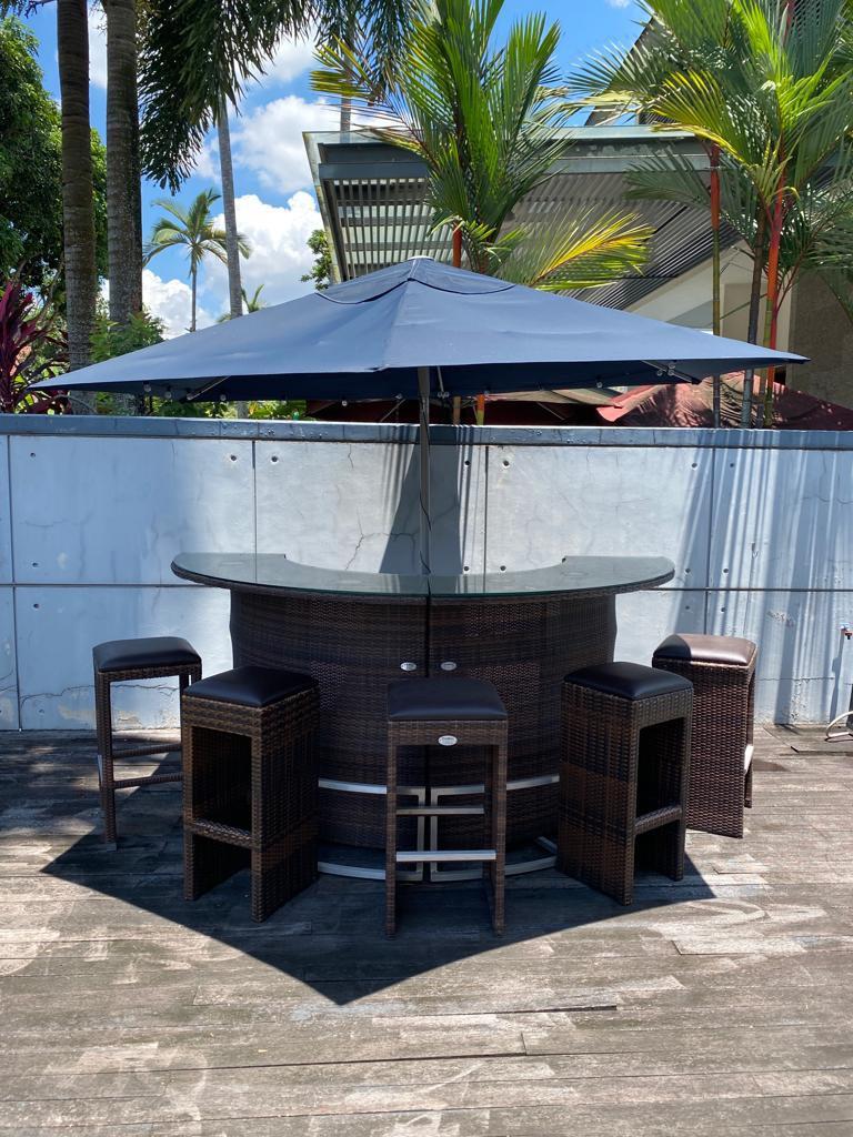 Entertainment Bar with bar stools, Furniture & Home Living, Outdoor ...