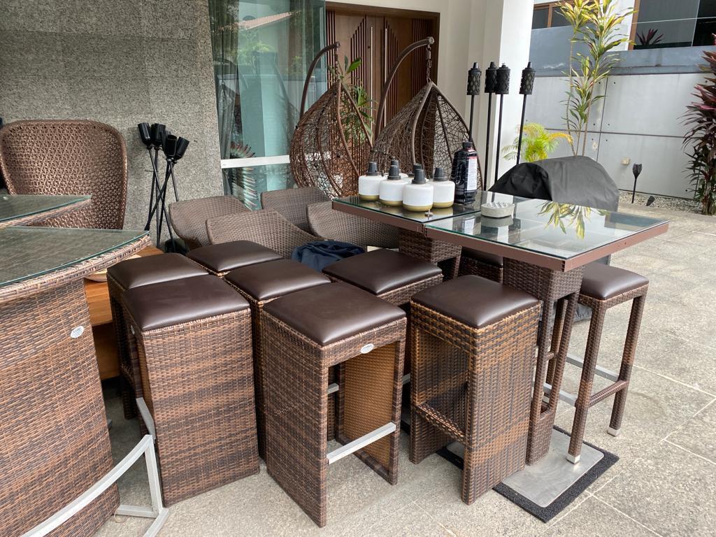 Entertainment Bar with bar stools, Furniture & Home Living, Outdoor ...