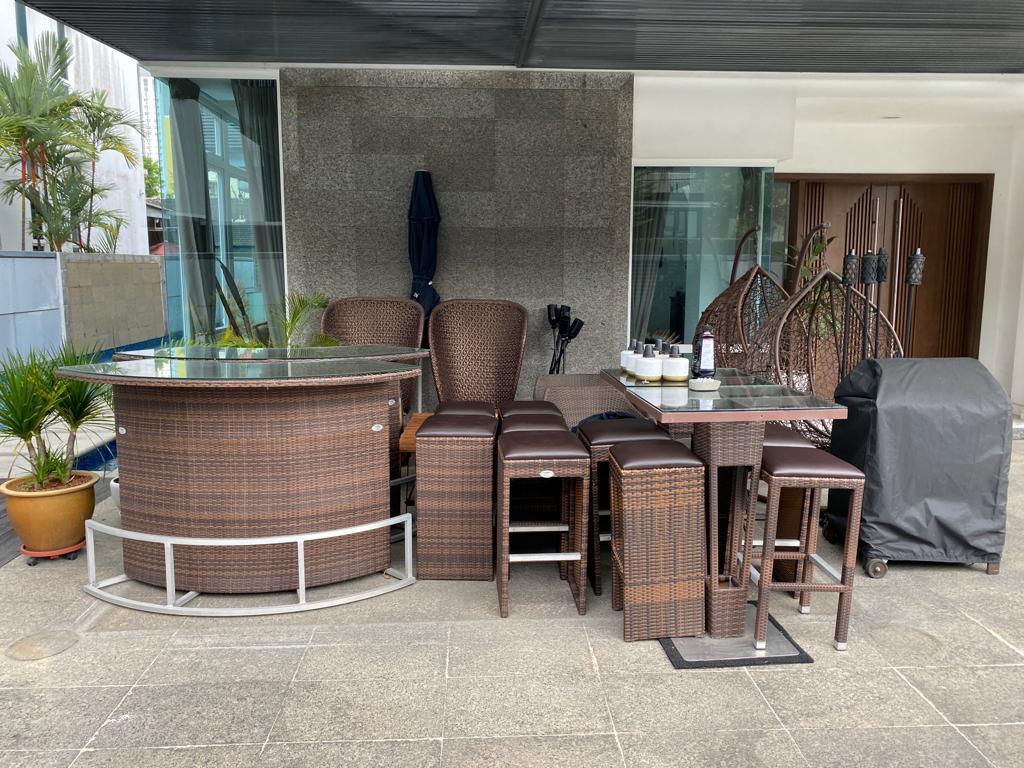 Entertainment Bar with bar stools, Furniture & Home Living, Outdoor ...
