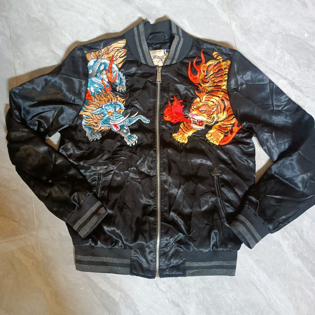 Evisu bomber jacket, Men's Fashion, Coats, Jackets and Outerwear on Carousell