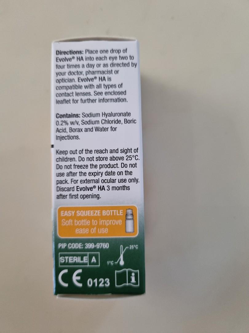 Evolve HA Eye drop, Beauty & Personal Care, Vision Care on Carousell