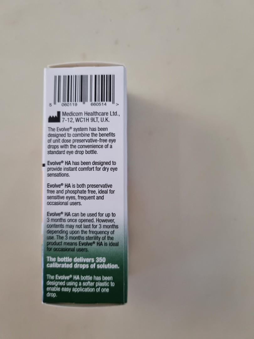 Evolve HA Eye drop, Beauty & Personal Care, Vision Care on Carousell