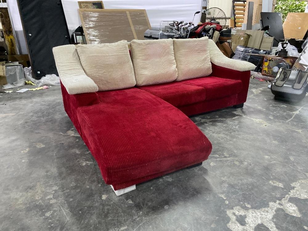 Fabric L Shape Sofa Red Colour / Fabrik L Shape Sofa Warna Merah ...