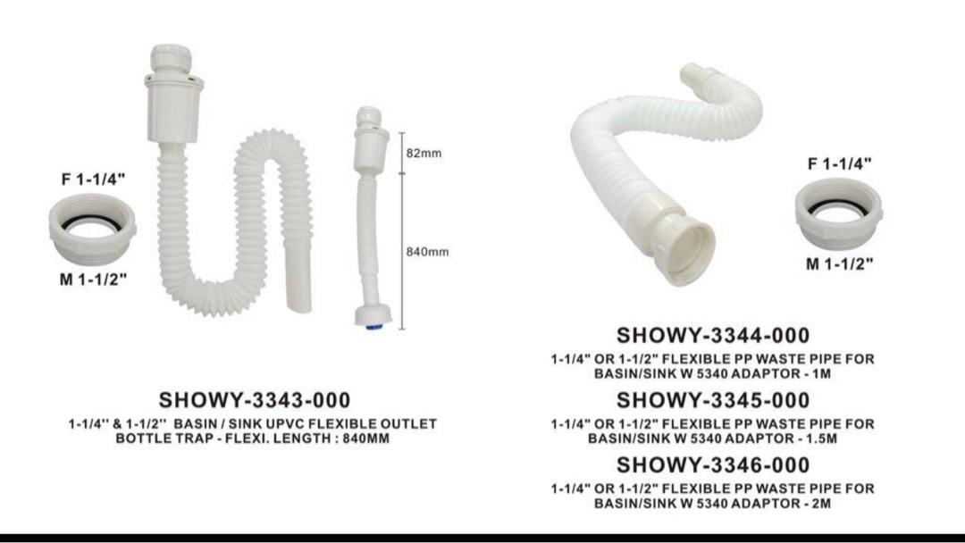 Flexible PP hose waste pipe for Sink / Basin Adapter, Furniture & Home ...