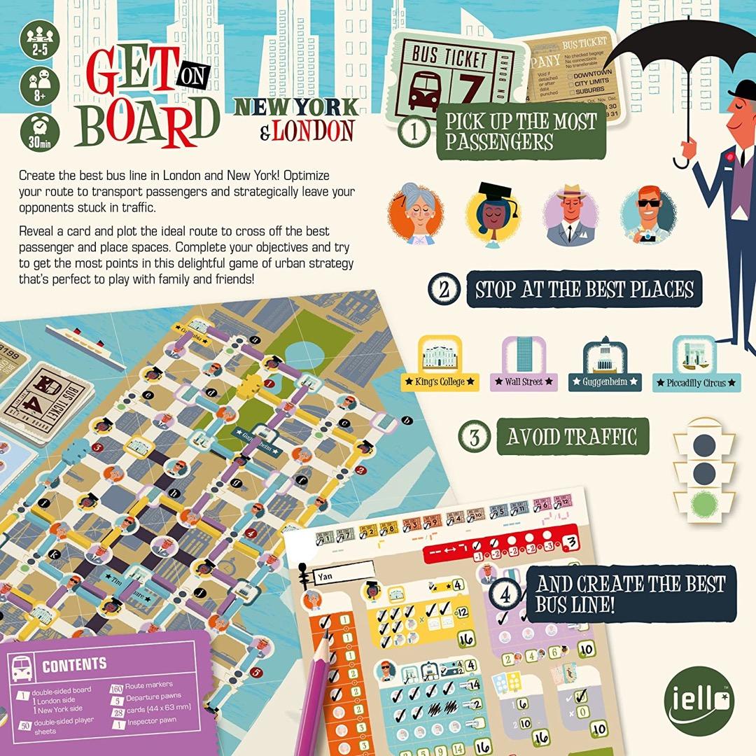 Get on Board New York & London (Let's Make a Bus Route) Board Game by ...