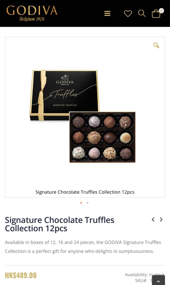Godiva truffles Chocolate 朱古力 禮盒, 嘢食 & 嘢飲, 包裝食物&即食食物 - Carousell