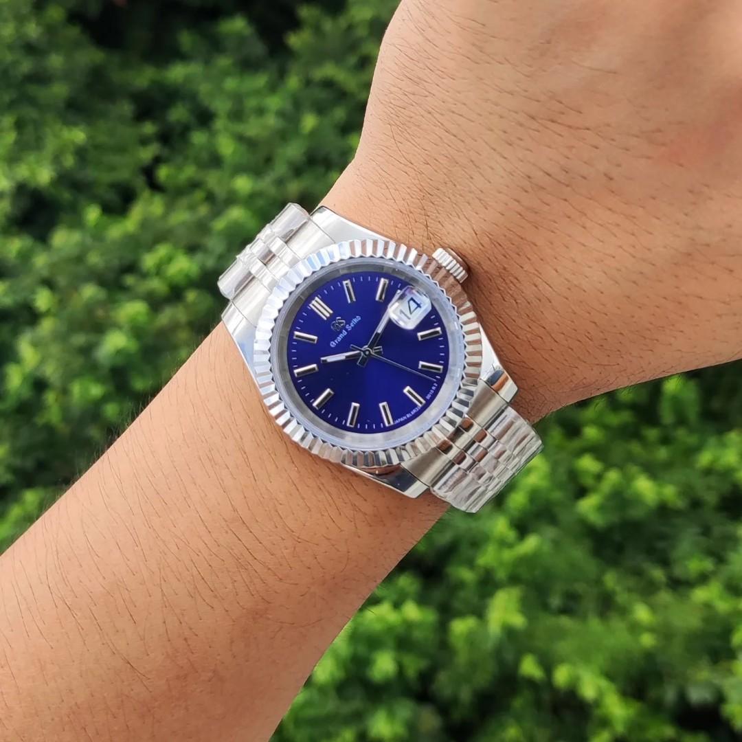 Grand Seiko Blue Dial Mod, Luxury, Watches on Carousell