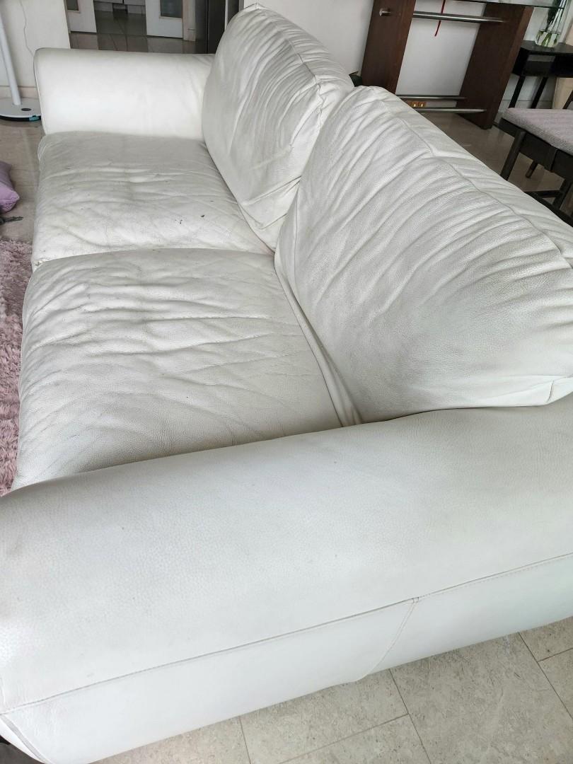 Half Soft Leather Sofa (Beige) - 2 seater, imported from UK, Furniture ...