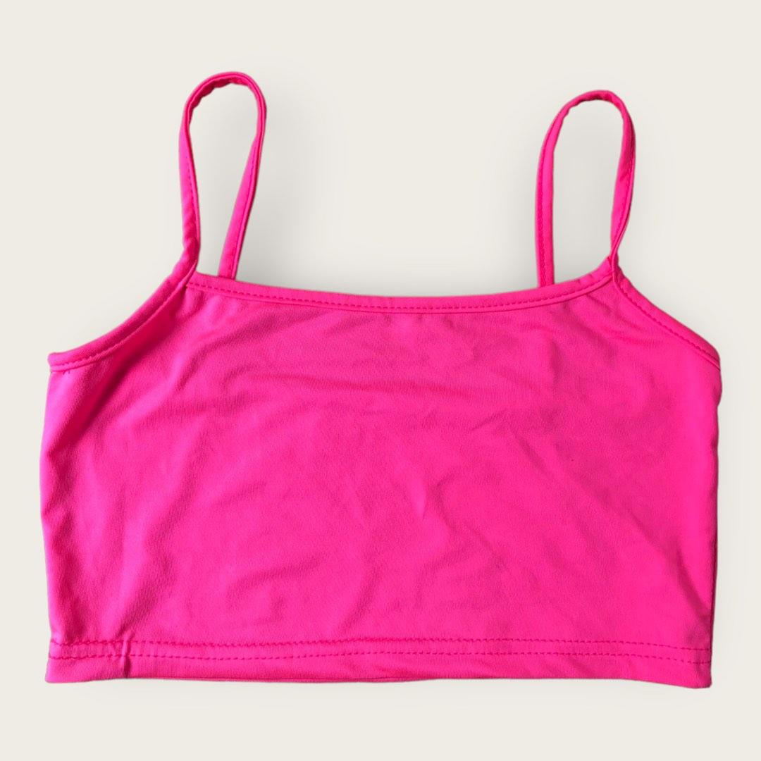 Hot Pink Neon Sando Crop Top, Women's Fashion, Tops, Sleeveless on ...