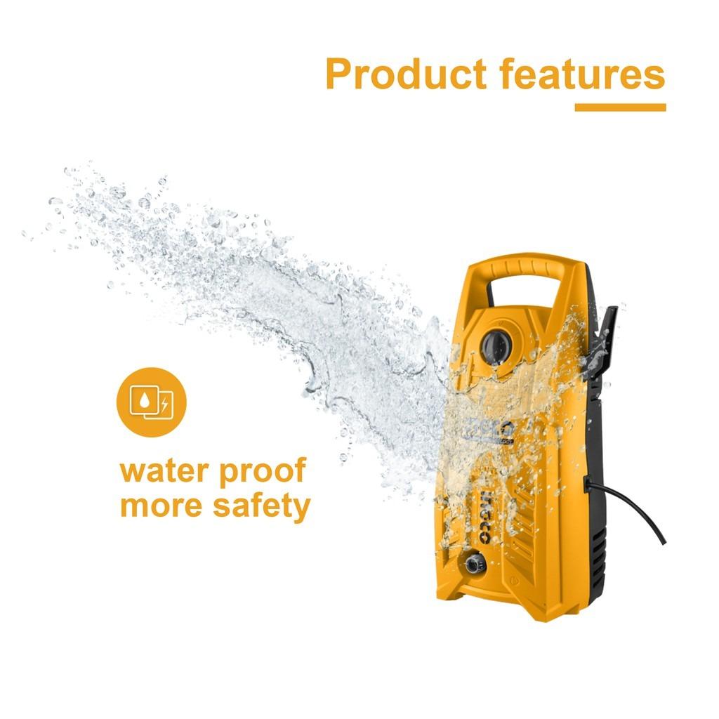 INGCO 1400W High Pressure Washer with 1 Set Water Spray Gun and 5m High ...