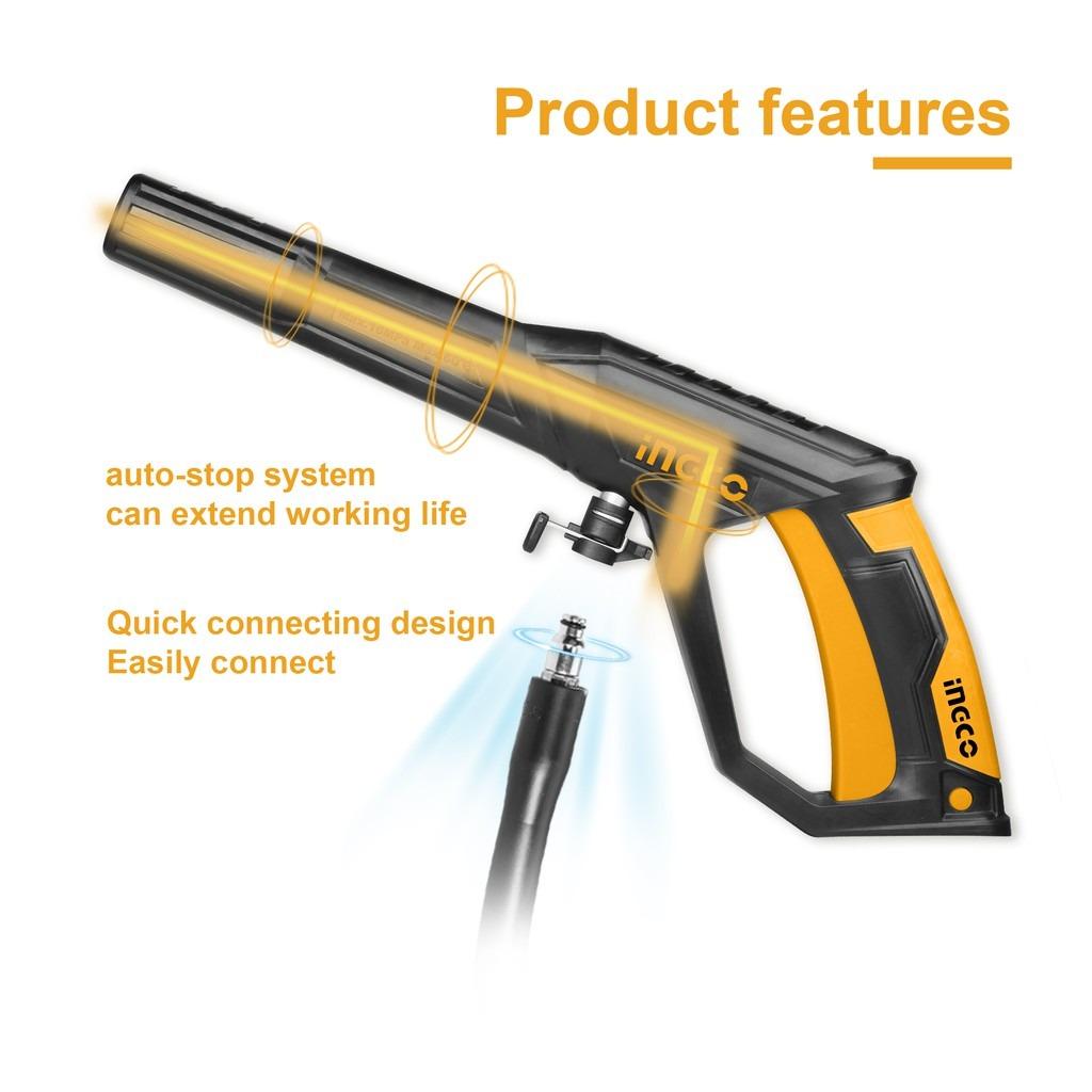 INGCO 1400W High Pressure Washer with 1 Set Water Spray Gun and 5m High ...