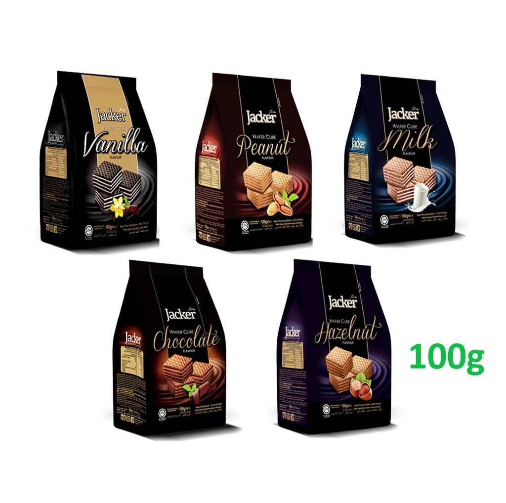 Jacker Wafer Cube 100g - Milk Chocolate Vanilla Peanut Hazelnut, Food ...