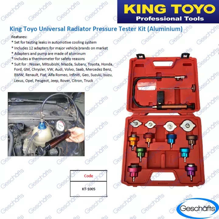 King Toyo Universal Radiator Pressure Tester Kit (Aluminium), Furniture ...