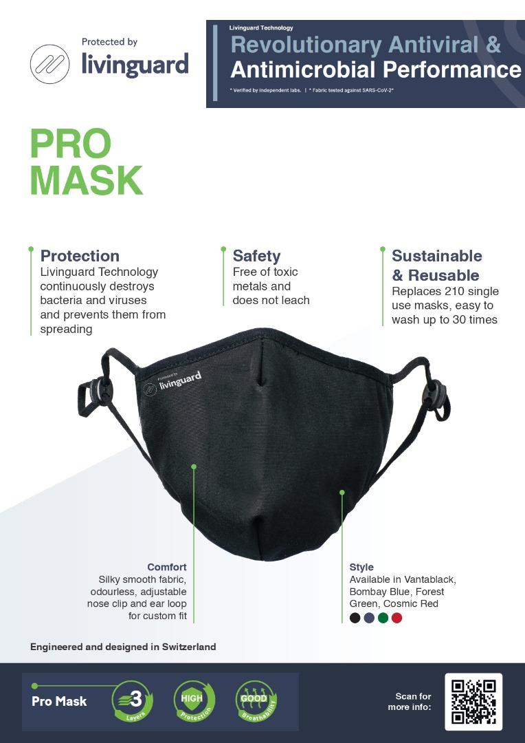 Livinguard 3 Layers (UNISEX) Reusable Antimicrobial Mask PRO Range ...
