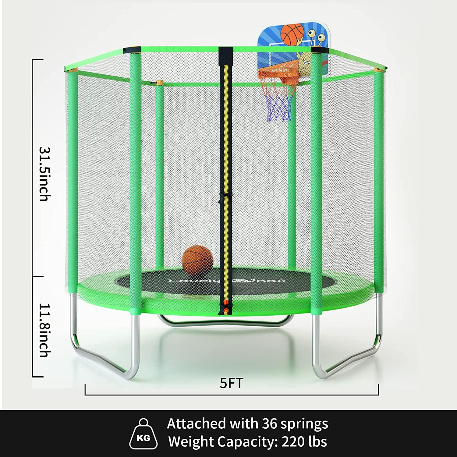 Lovely Snail 5FT Trampoline for Kids with Safety Enclosure Net ...