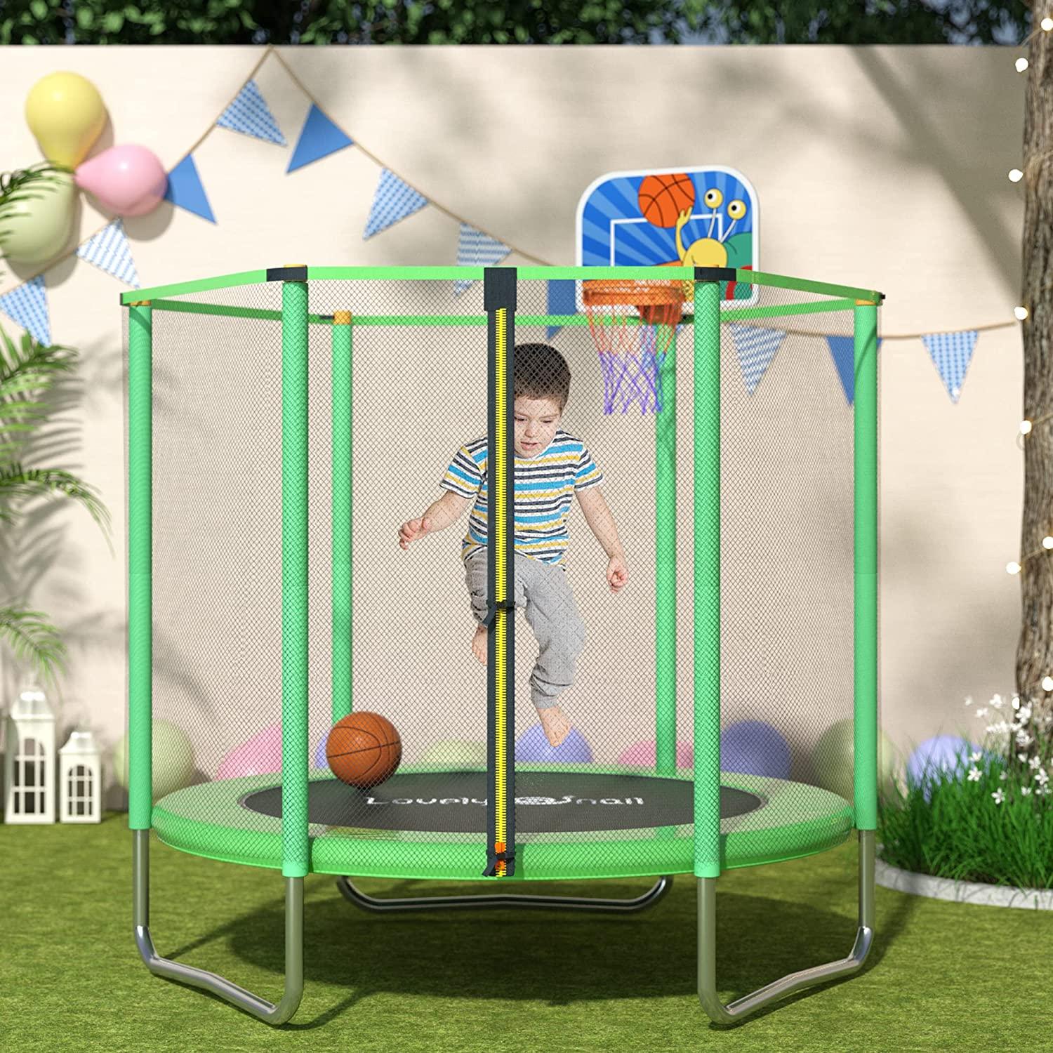 Lovely Snail 5FT Trampoline for Kids with Safety Enclosure Net ...