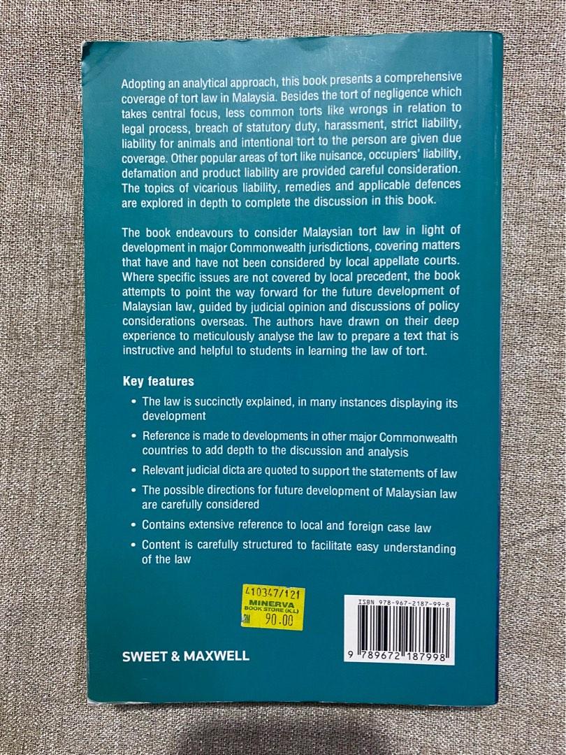 ORIGINAL PRINTING: MALAYSIAN TORT LAW - Wan Azlan, Hobbies & Toys ...