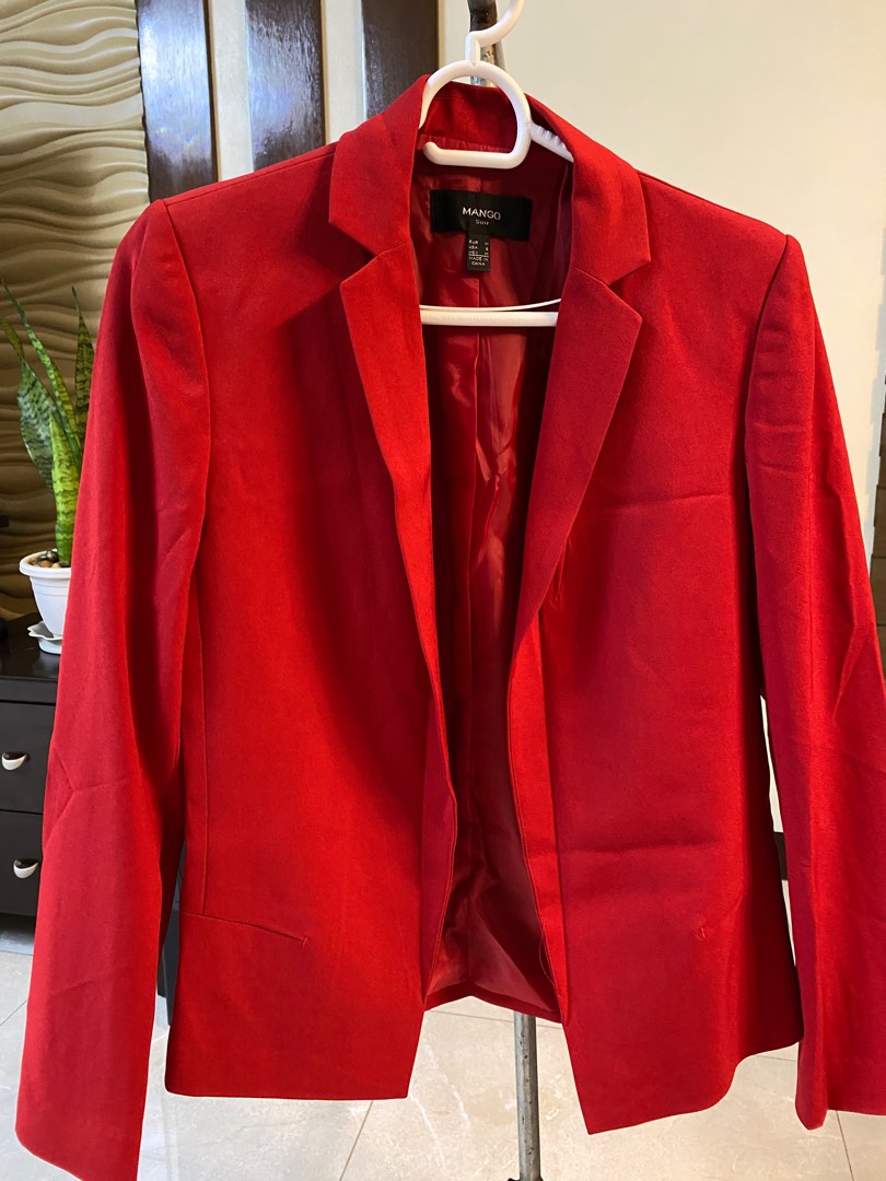 Mango Red Blazer | Medium, Women's Fashion, Coats, Jackets and ...