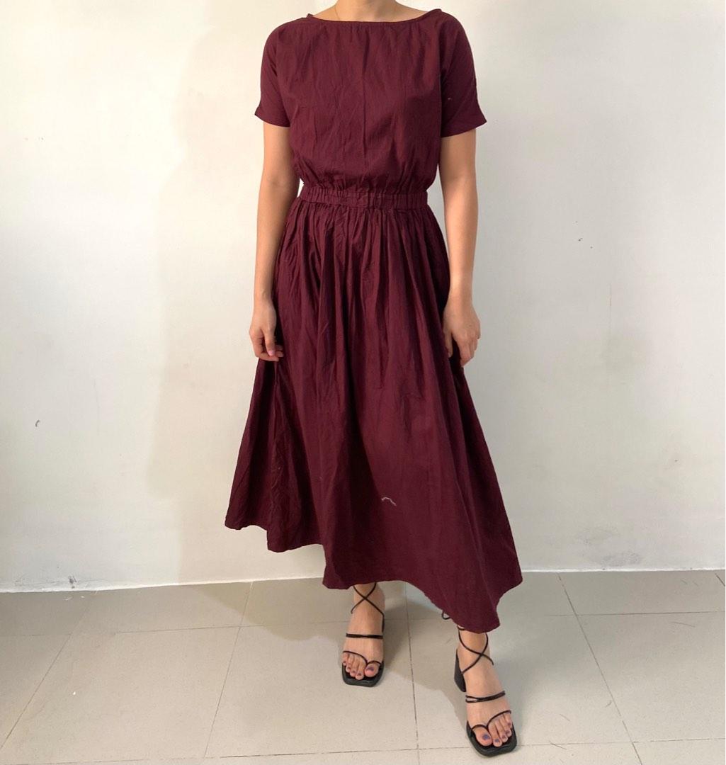 Maroon Maxi Dress, Women's Fashion, Dresses & Sets, Dresses on Carousell