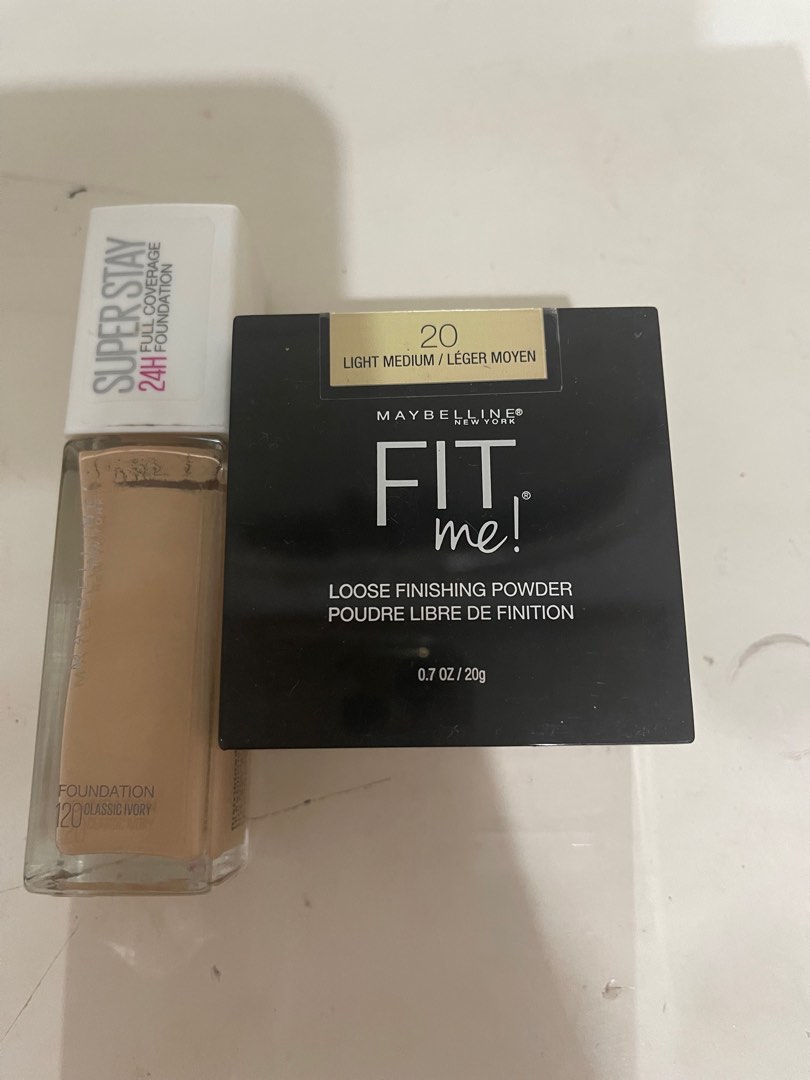 Maybelline Fitme loose powder&superstay 24 full coverage foundation ...
